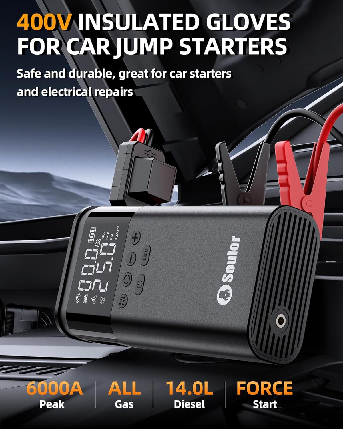 Jump Starter with Air Compressor 6000A 12V review